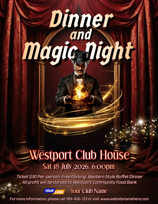 Charity Dinner & Magic Night Event Ad Flyer Template | PosterMyWall