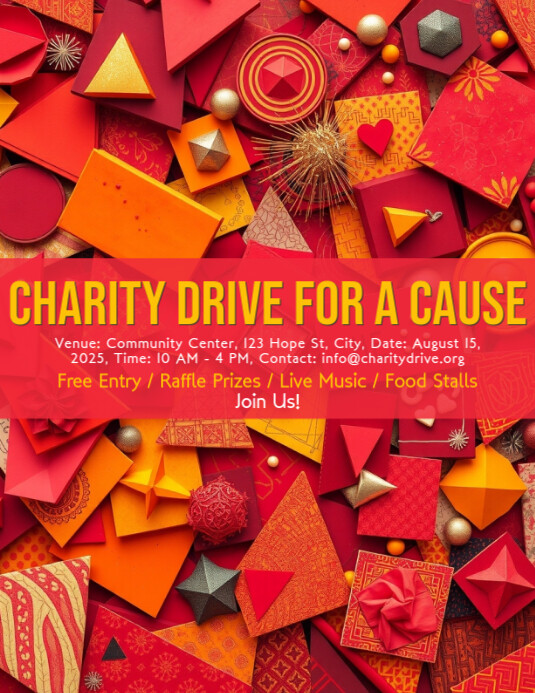 Charity Drive Maximal Vibrant Flyer Template for Fundraising Events ...