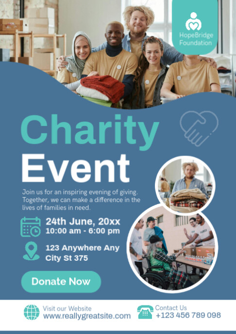 Charity Event Poster Template – Fundraising & Community Support Design ...