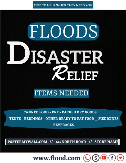 charity for flood victims Template | PosterMyWall