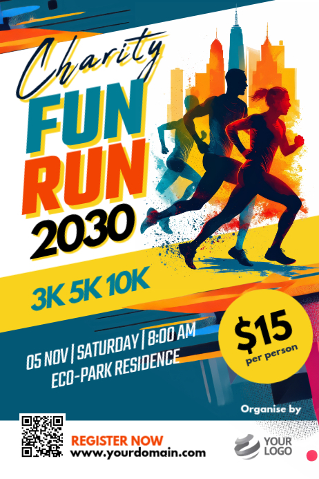 White Charity Fun Run Posters Template | PosterMyWall