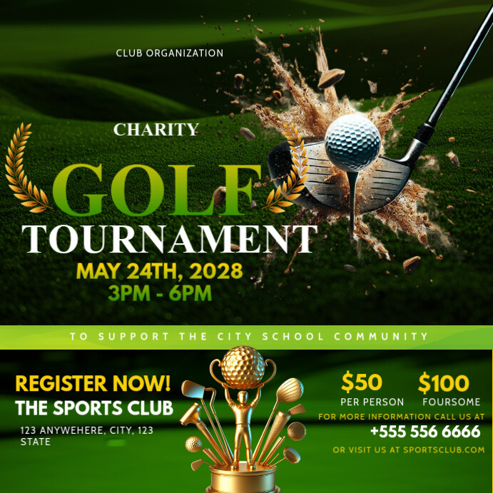 Charity Golf Club Instagram Post Template | PosterMyWall