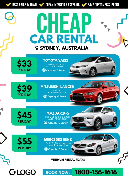 Cheap Car Rental Flyer Poster Template | PosterMyWall