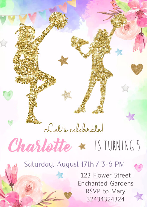 Cheer Birthday Party Invitation Template | PosterMyWall