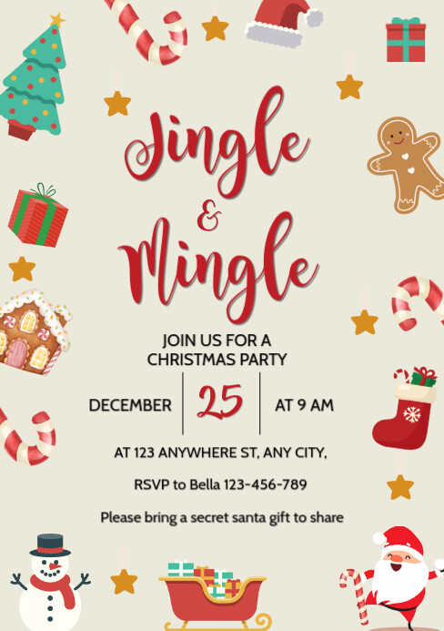 Copy of Cheerful Christmas Invitation Card | PosterMyWall