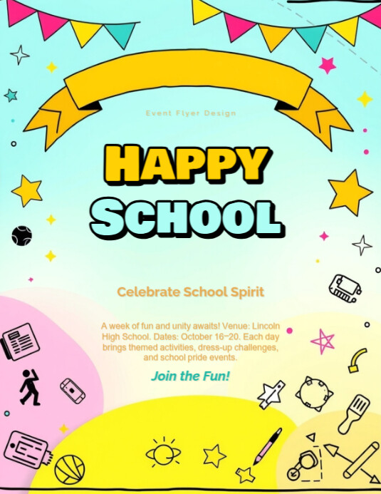 Cheerful colorful spirit week editable flyer design template | PosterMyWall