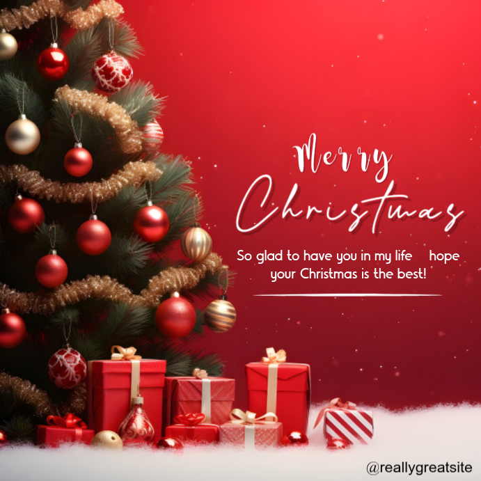 Cheerful Red Merry Christmas Gifts Poster Template | PosterMyWall