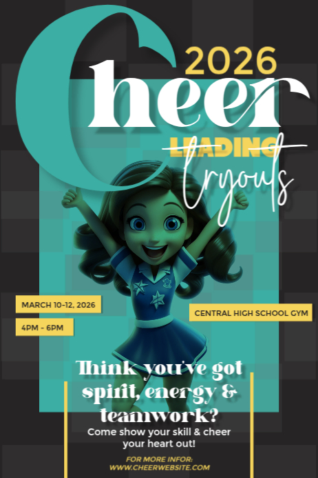 Cheerleading Tryouts Template | PosterMyWall