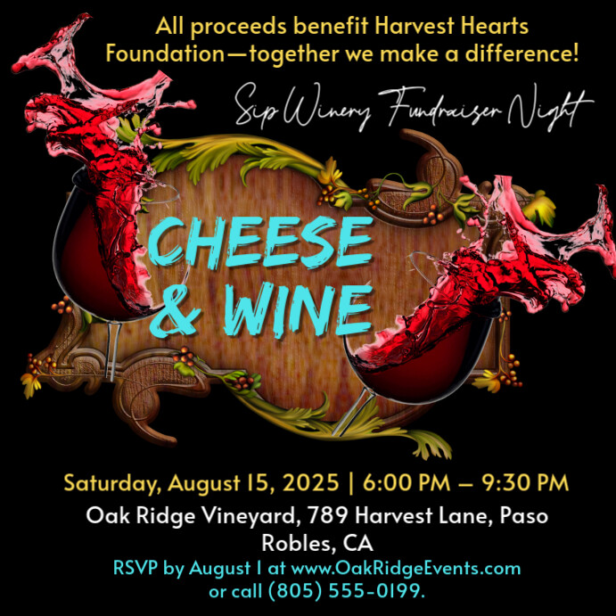 Cheese and Wine Fundraiser Invitation Flyer Template | PosterMyWall