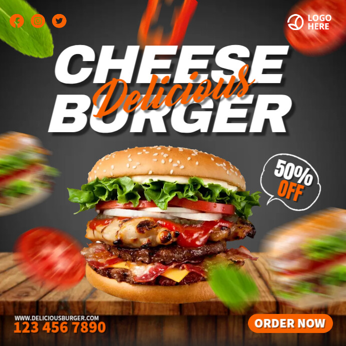Cheese Burger Ads Template | PosterMyWall