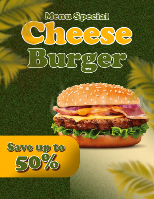 Cheese Burger Menu Template | PosterMyWall