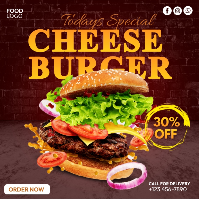 Cheese Burger Menu Template | PosterMyWall