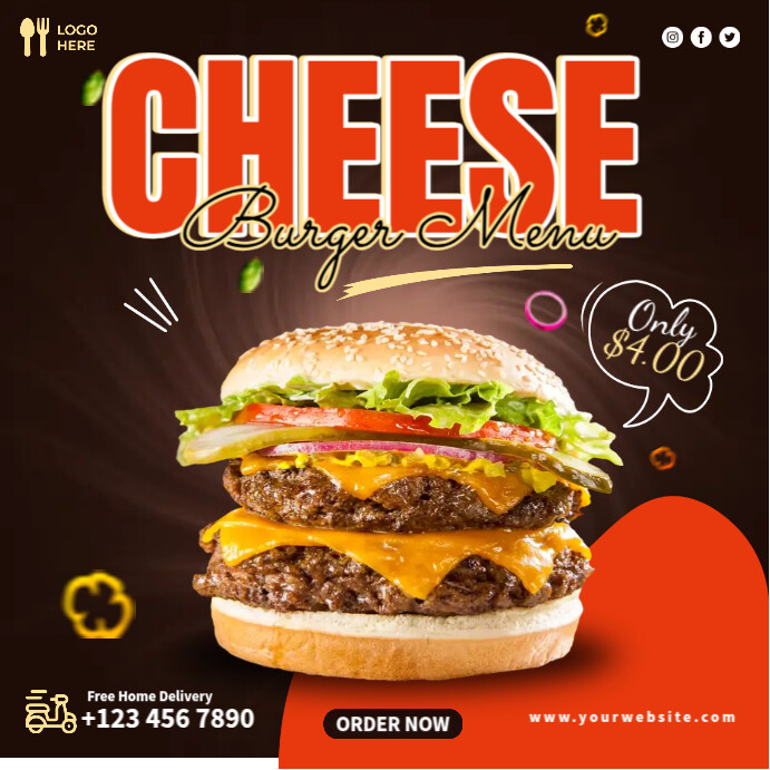 Cheese Burger Menu Template | PosterMyWall
