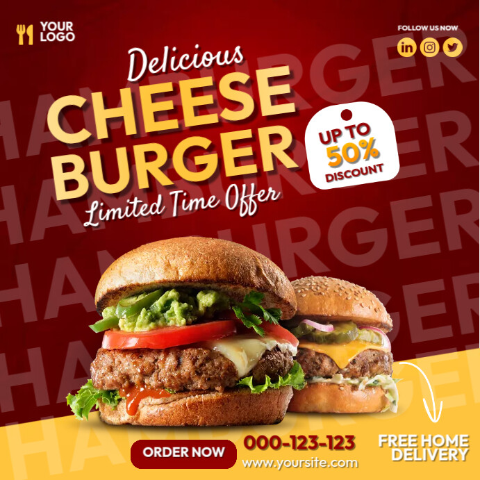 Plantilla de Cheese Burger Template | PosterMyWall