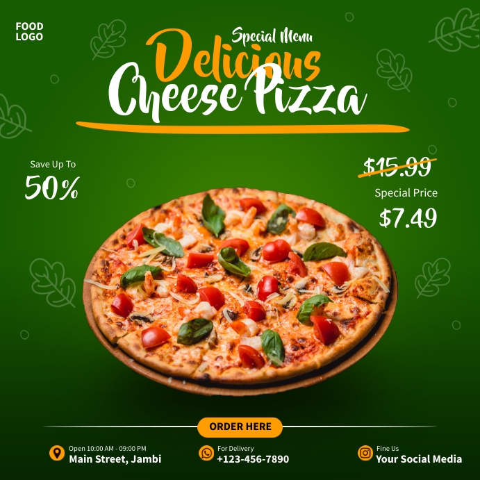 Cheese Pizza Template | PosterMyWall