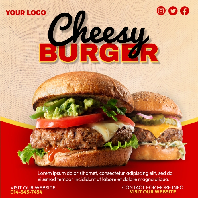 Cheesy Burger Template | PosterMyWall