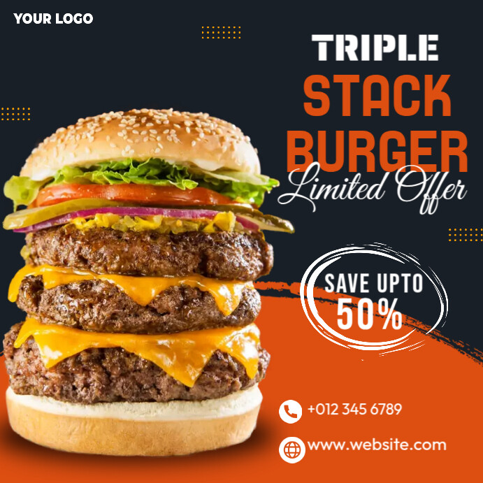 Cheesy Burger Template | PosterMyWall