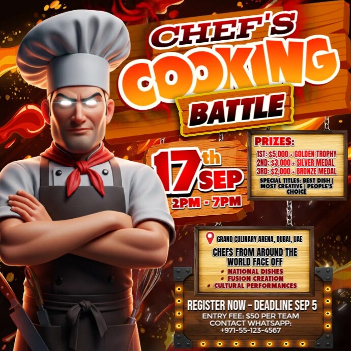 Chef’s Ultimate Cooking Battle Arena Template | PosterMyWall