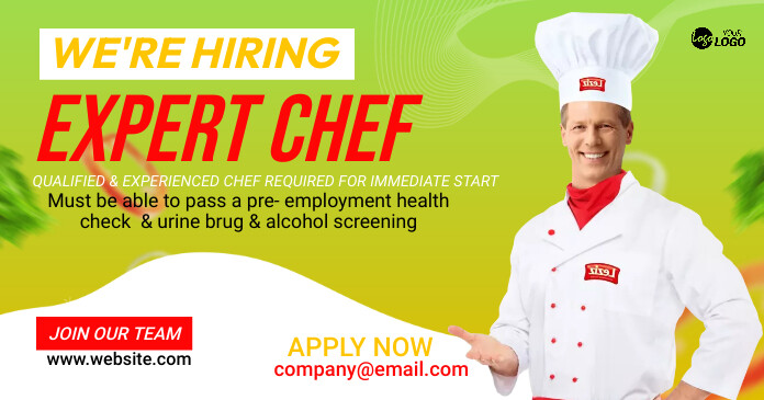 Chef hiring banner ad Template | PosterMyWall