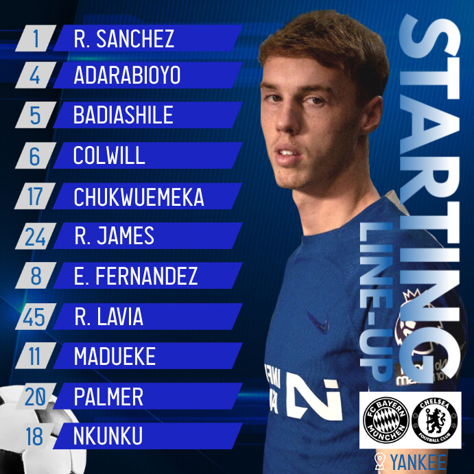Chelsea Starting Line-Up Instagram Post เทมเพลต | PosterMyWall