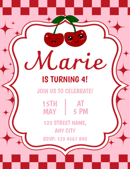 Cherry Birthday Invitation Template | PosterMyWall