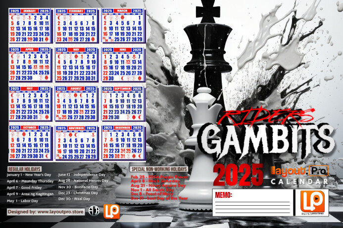 Chess Calendar 2025 Template | PosterMyWall