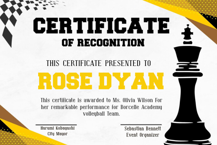 Chess Certificate of Recognation Template | PosterMyWall