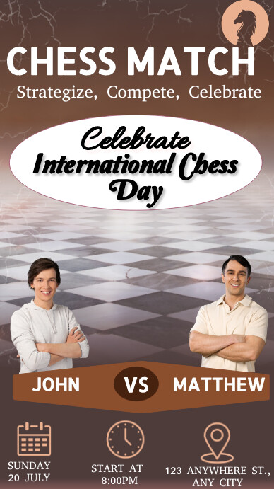Chess Tournament international chess day Template | PosterMyWall