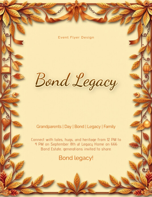 Chestnut Olive Bond Legacy Flyer Design Template | PosterMyWall