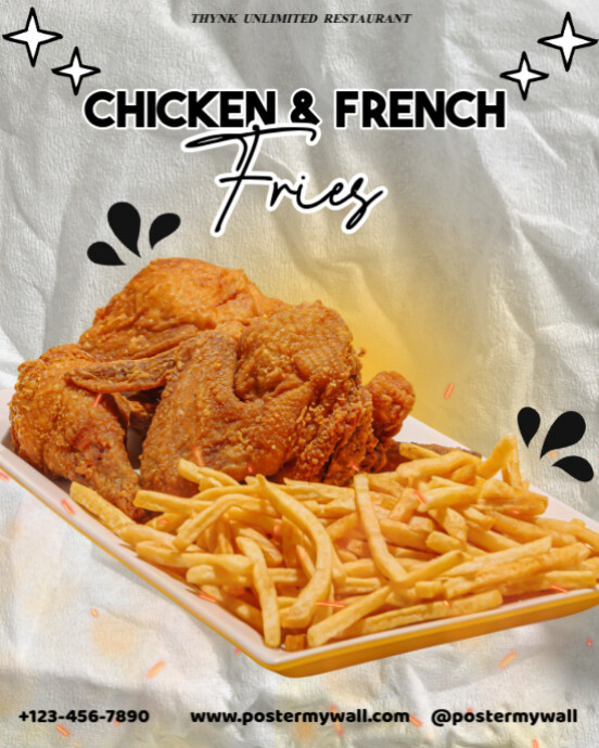Plantilla de Chicken and french fries menu | PosterMyWall