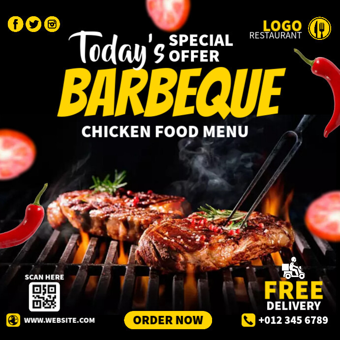 Chicken Barbeque Ads Template | PosterMyWall