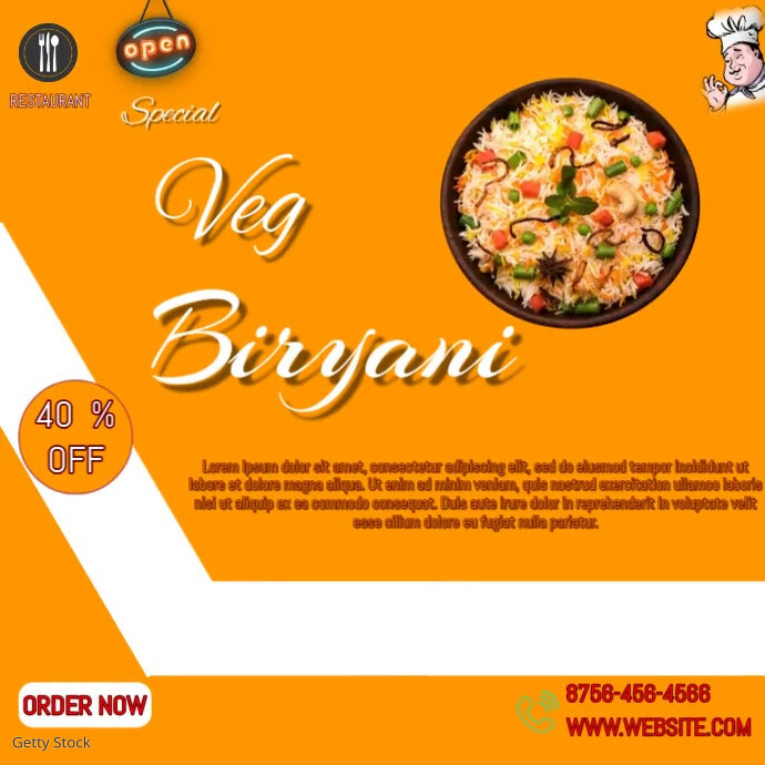 CHICKEN BIRYANI Template | PosterMyWall