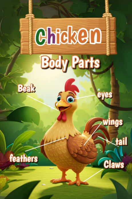 Plantilla de Chicken Body Parts Learning Poster | PosterMyWall