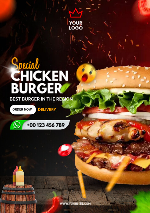 chicken burger A5 Template | PosterMyWall