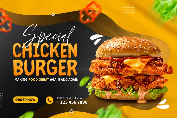 Chicken Burger Ads Template | PosterMyWall