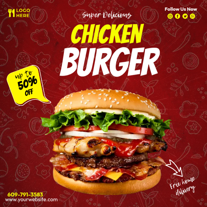 Chicken Burger Template | PosterMyWall