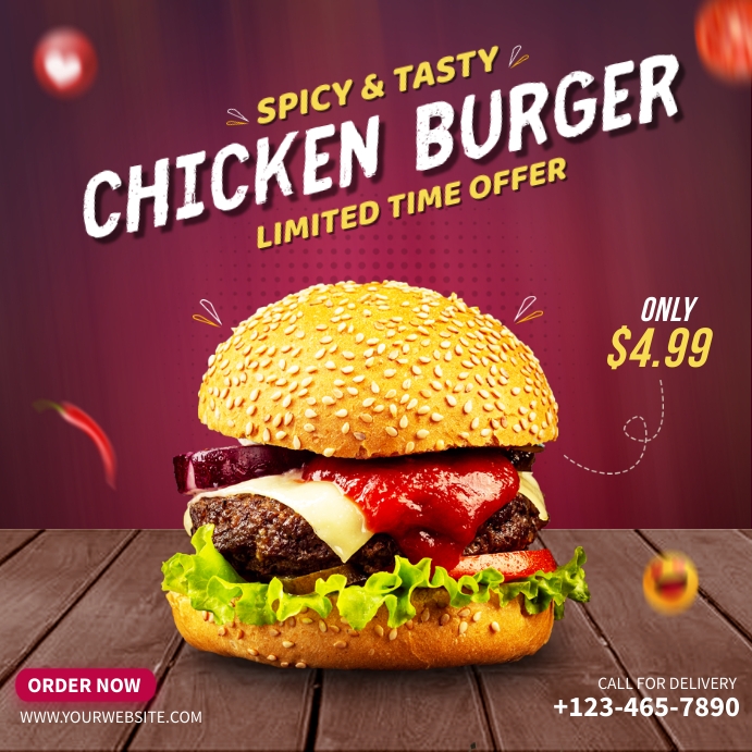 Chicken Burger Template | PosterMyWall