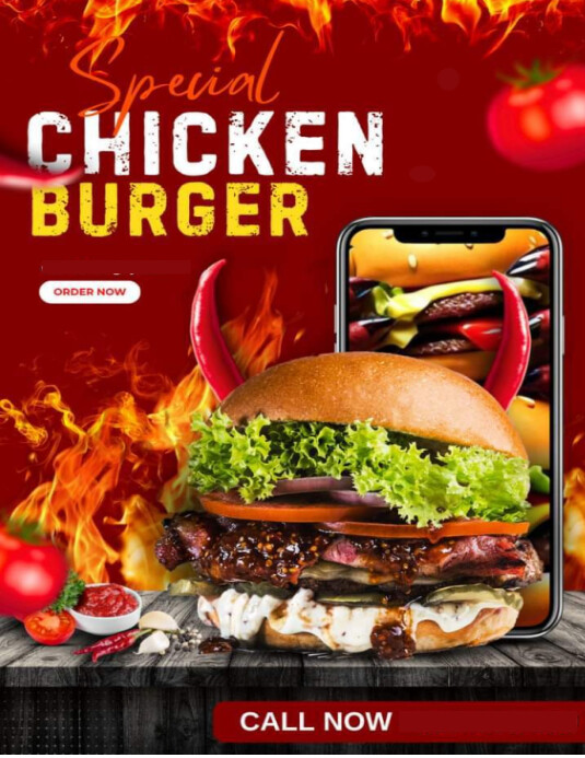 Plantilla de Chicken burgers flyers | PosterMyWall