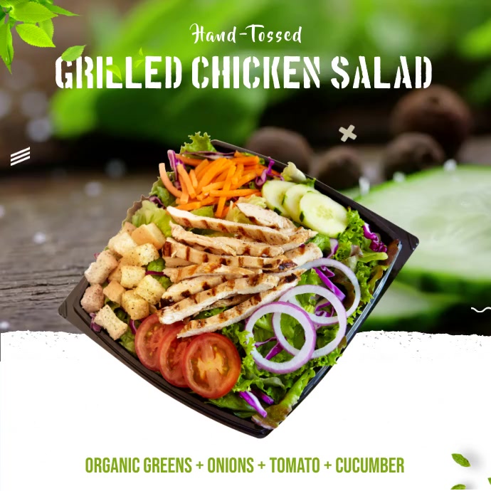Chicken Ceaser Salad Social Media Ad Template | PosterMyWall