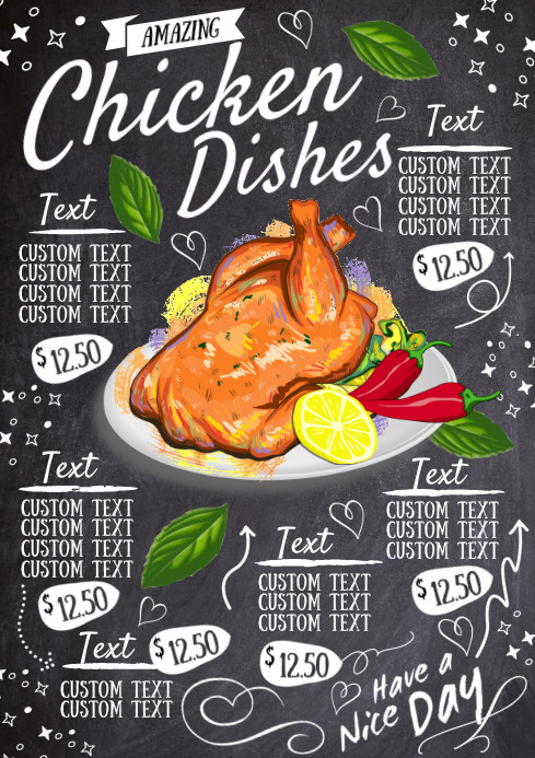 Chicken Dishes Menu Poster design template | PosterMyWall