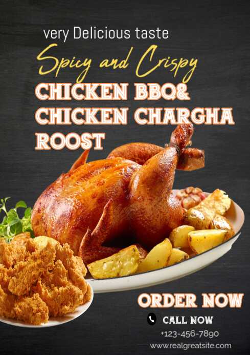 Chicken fast and delicious foods orders now Template | PosterMyWall