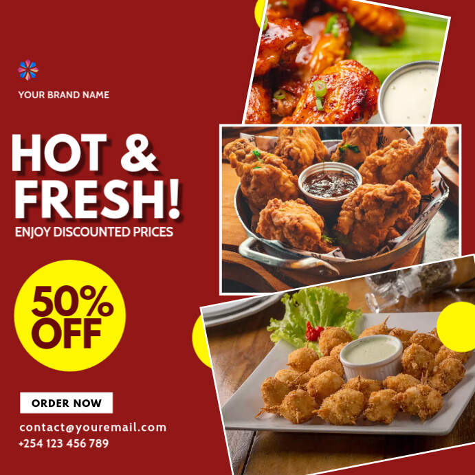 chicken fast food menu restaurant sale flyer Template | PosterMyWall