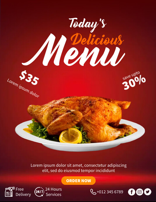Plantilla de chicken food menu | PosterMyWall