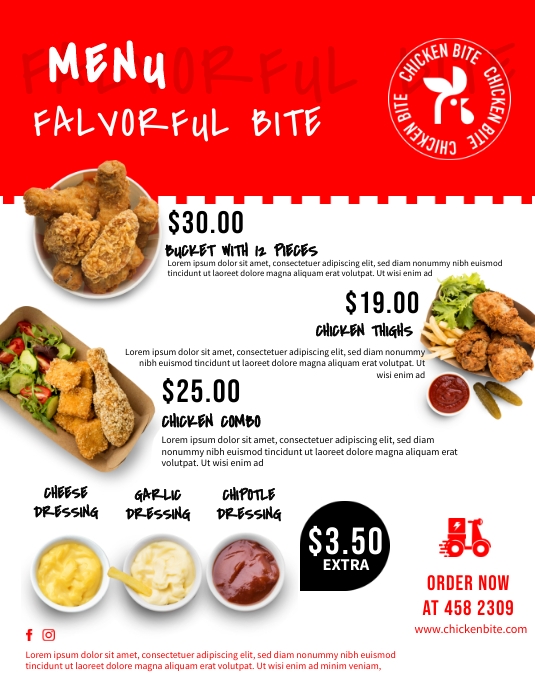 Chicken Menu Template | PosterMyWall