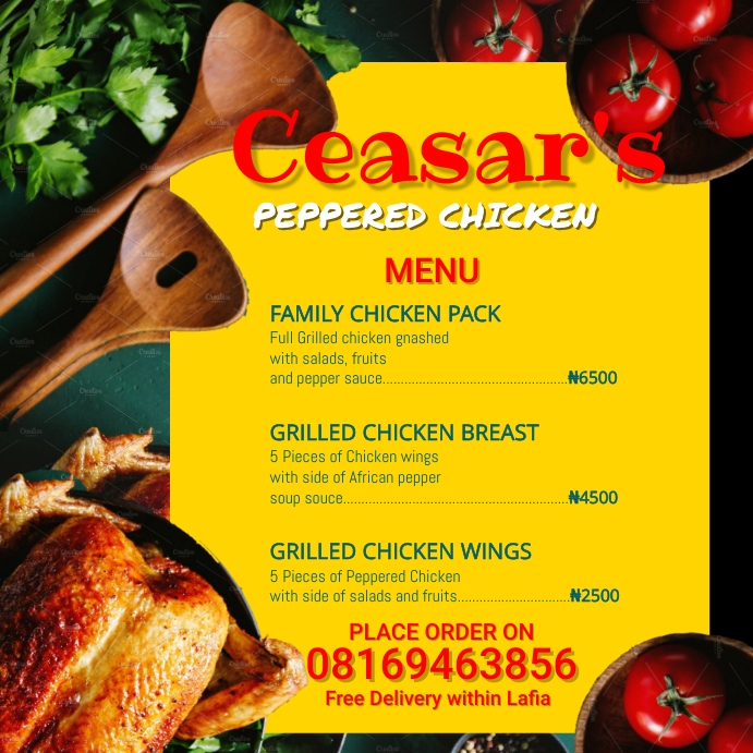 Chicken restaurant menu flyer Template | PosterMyWall
