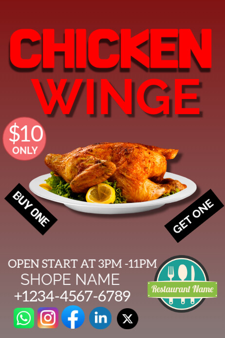 Chicken Resturant Flyer Template | PosterMyWall
