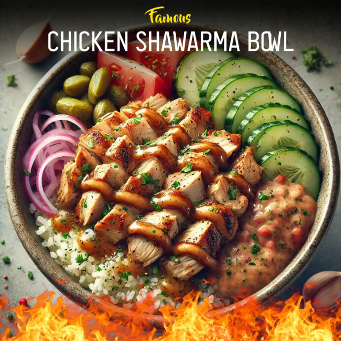 Plantilla de Chicken Shawarma Bowl | PosterMyWall