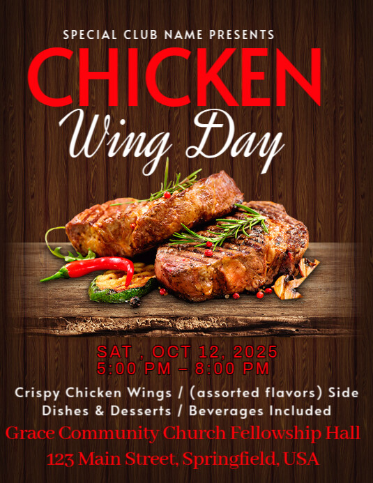 chicken wing party flyer Template | PosterMyWall