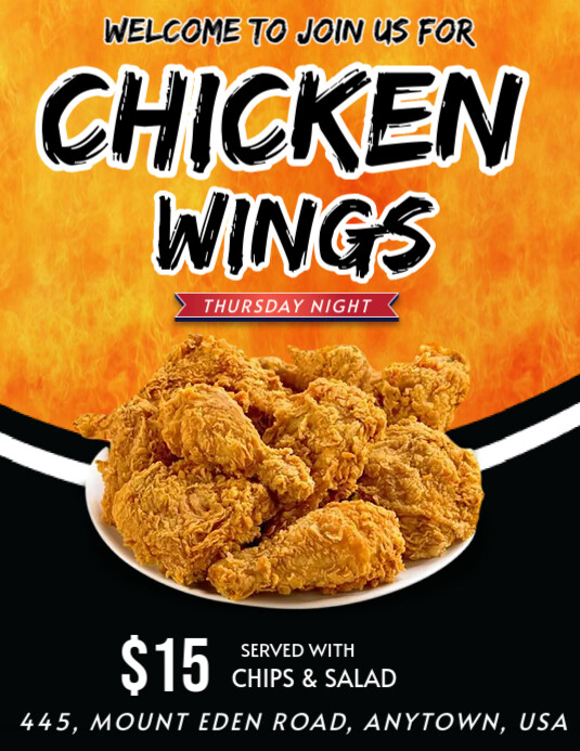 chicken wings party flyer Template | PosterMyWall