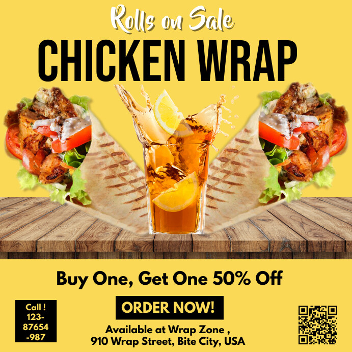 Chicken Wraps Roll Discount Deal Template | PosterMyWall